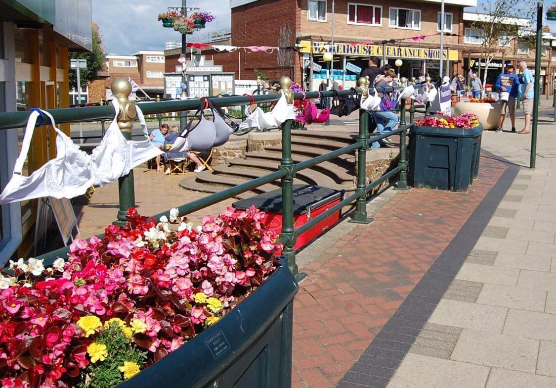 Bountiful bra bunting brightens up beach town’s day in aid of local ...